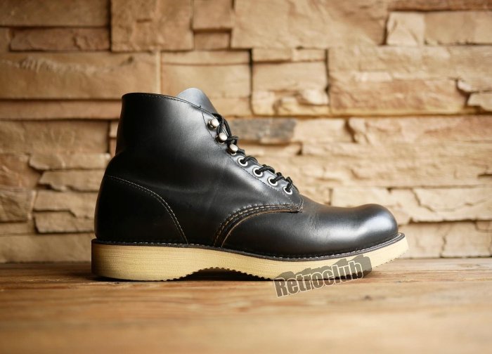 Retro CLUB【一元起標】【二手】美國品牌 RED WING 8165 美製 黑色 圓頭 白底 美式工作靴 茶芯皮革 N241110 ...