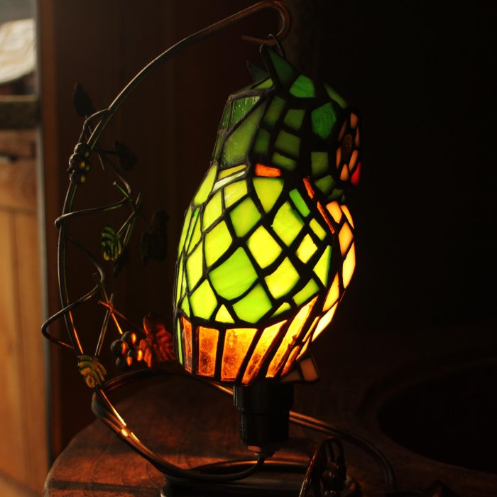 【桑園の】老日本 時代物 貓頭鷹 小夜燈 彩繪玻璃燈罩 桌燈 吊燈 藝術檯燈 Q 6406 | Yahoo拍賣