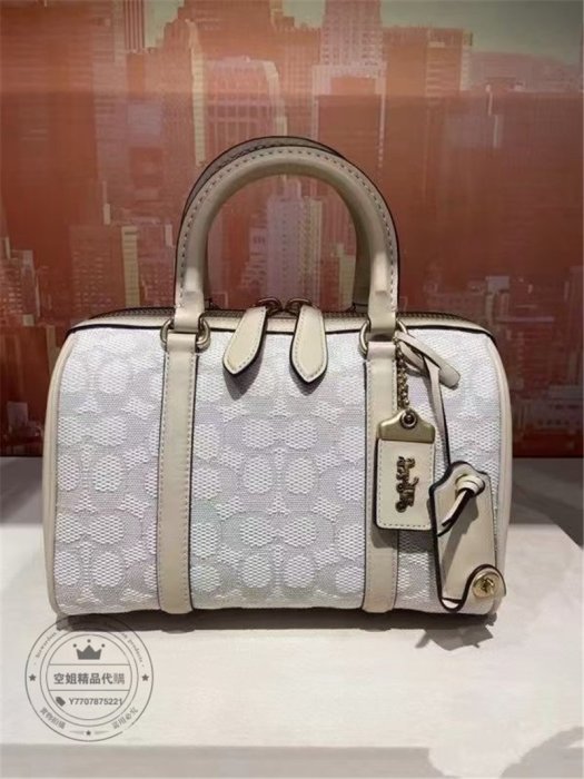 空姐精品代購 COACH CA117 Ruby 蔻馳熱賣新款提花織布面料 復古波士頓女包 手提枕頭包 單肩斜挎 手提女包 | Yahoo拍賣