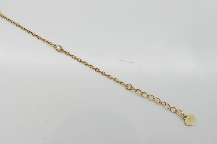 (小蔡二手挖寶網) 天然透輝石+亮鑽點綴 925純銀包金 金色手鍊 含台大保證書 總重1.89g 行家自行鑑定 商品如圖 100元起標 無底價 | Yahoo拍賣