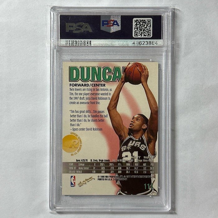 1997 skybox Tim Duncan rc psa8.5 當肯絕版新人卡 | Yahoo拍賣