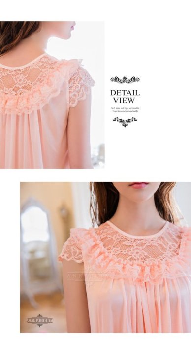 中大尺碼 大尺碼Annabery粉橘蕾絲小蓋袖柔緞睡衣 性感睡衣 情趣睡衣 居家睡衣 母親節禮物 情人節【天使寶貝】 | Yahoo拍賣