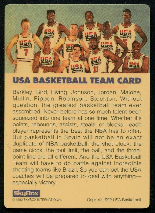 MICHAEL JORDAN PIPPEN BIRD BARKLEY 91 SKYBOX USA DREAM TEAM 夢幻一隊大合照 高比例 ...