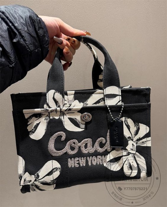 空姐精品代購 COACH CY844 CY842 蔻馳熱賣 Cargo tote 帆布徽標織物 女士托特包 方包 手提包 單肩斜挎包 大容量 ...
