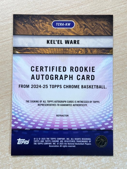 Kel'el Ware 銀亮 SILVER 簽名 AUTO REFRACTOR TOPPS 2025 新人 RC 590 | Yahoo拍賣