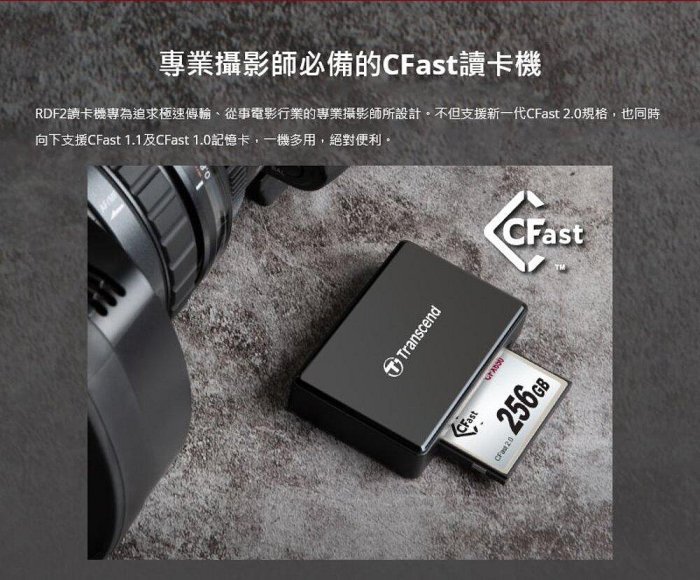 新風尚潮流 【TS-RDF2】 創見 CFast 2.0 專用讀卡機 專業攝影機用 非傳統CF讀卡用 2年保固 | Yahoo拍賣