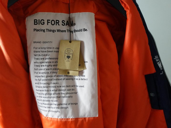 CA BIG FOR SAM 全新 深藍 鋪棉夾克 L號 一元起標無底價B124 | Yahoo拍賣