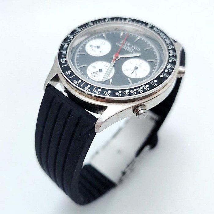 【timekeeper】 全新20mm矽膠不鏽鋼扣錶帶+內建錶耳針(黑色) | Yahoo拍賣