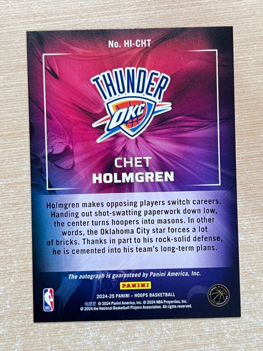 Chet Holmgren 簽名 AUTO HOOPS 2024-25 596 | Yahoo拍賣
