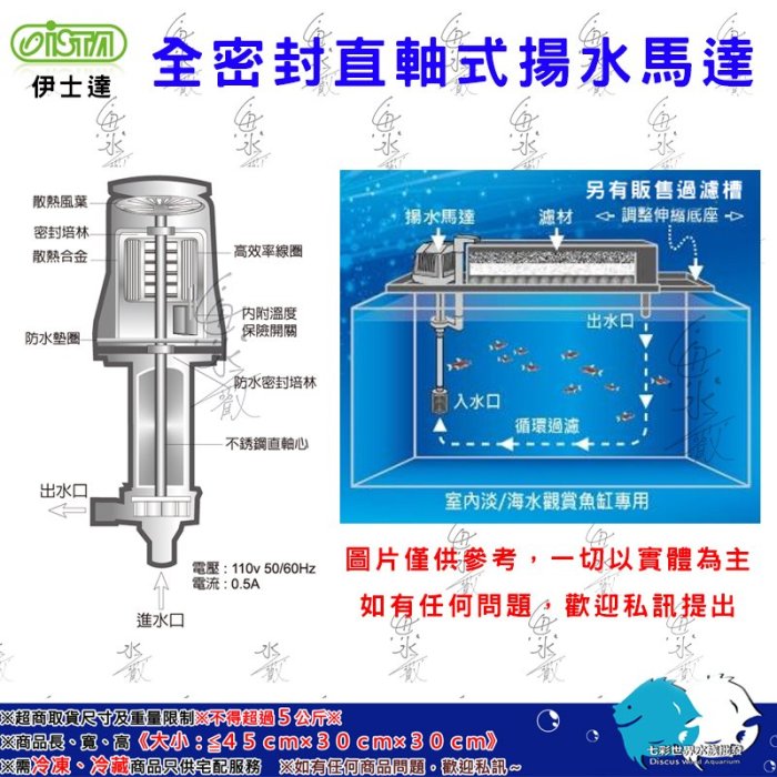 ISTA伊士達【全密封直軸式揚水馬達 M-60L/H】上部過濾器專用＊台灣製造＊魚之歡 | Yahoo拍賣