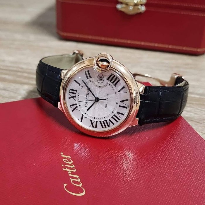 【個人藏錶】 CARTIER 卡地亞 W6900651 18k玫瑰金材質 大型 藍氣球系列 白色面盤 日期窗 自動上鏈機械錶 42mm ...