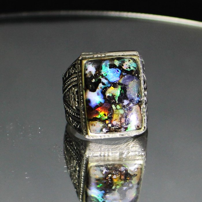 【桑園の】澳洲閃電嶺 歐泊 蛋白石 19mm 戒指 能量寶石 盒附 (委託品) Q 4281 A03 | Yahoo拍賣