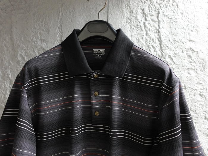 CA 美國品牌 KIRKLAND 深灰條紋 短袖polo衫 XL號 一元起標無底價E564 | Yahoo拍賣