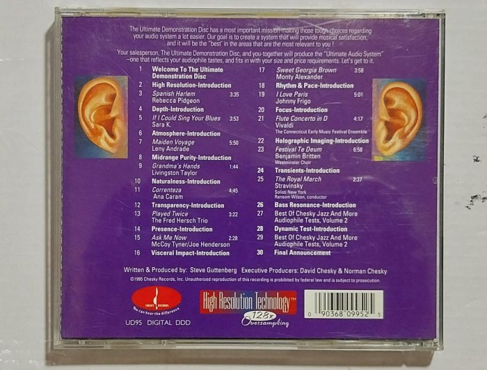 CHESKY/The Ultimate Demonstration Disc/耳朵測試天碟/美國版(內圈KAO) | Yahoo拍賣