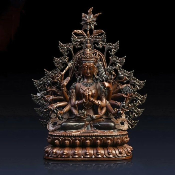 盛0402 純銅【準提佛母】佛像 藏傳佛教密宗菩薩 尼泊爾工藝 高27cm 寬21cm 重2kg | Yahoo拍賣