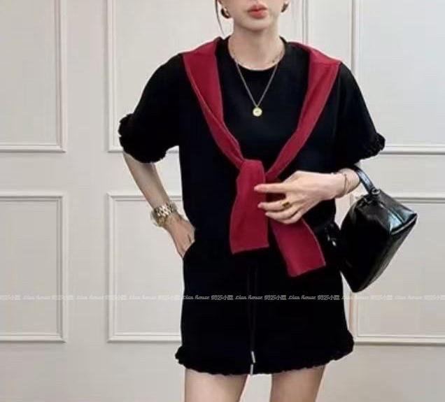 【莉莎小屋】正韓 Korea 春夏新品代購 波浪荷邊套裝(上衣+裙褲)👚👖 E0618 | Yahoo拍賣