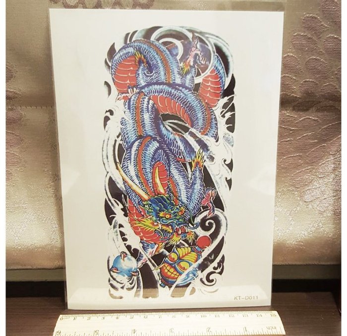 【萌古屋】藍色海龍王手臂大圖 - 男女防水紋身貼紙原宿刺青貼紙KT-D011 K03 | Yahoo拍賣