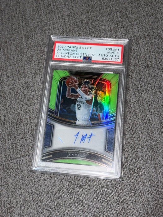 低限量/35 Ja Morant Select Auto 簽名 萊姆綠 鑑定卡況 簽名 Pas9 木蘭 2020-21 | Yahoo拍賣