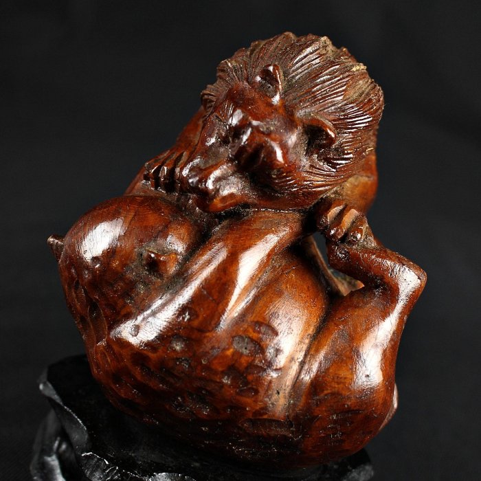 【桑園の】早期收藏 虎熊大戰 木雕 擺件 (委託品) D 5009 B23 | Yahoo拍賣