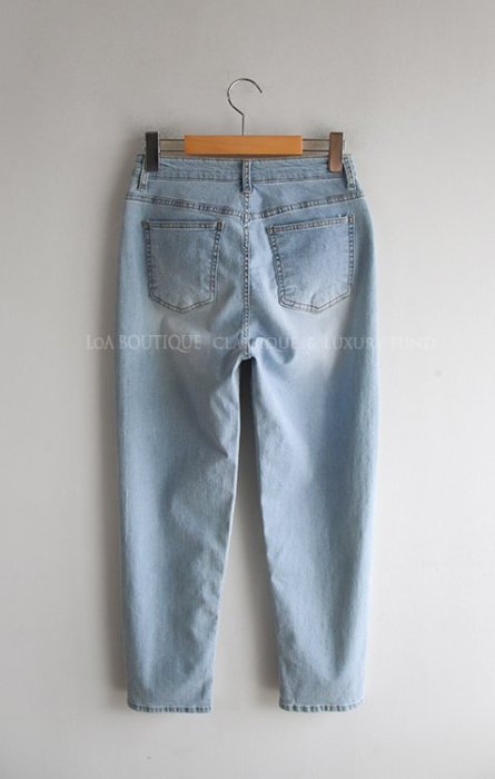 Bellee 正韓 完美腰線！韓國必推五星好評款 布料整件彈性刷色微男友牛仔褲 S-L【0707-96】TF | Yahoo拍賣