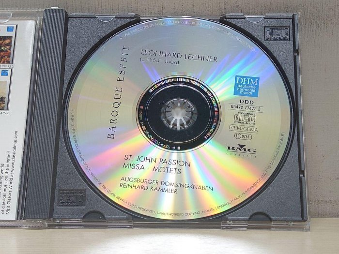 【駱克二手古典CD】LECHNER ST. JOHN PASSION KAMMLER 歐洲版 側標黃斑&壓痕&筆跡 專輯頁黃斑 外殼側邊貼紙 小刮傷 不影響播放 | Yahoo拍賣