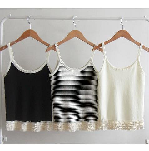 Bellee 正韓 下擺寬鬆緊細肩彈性背心 (2色) 【0418-67】 | Yahoo拍賣