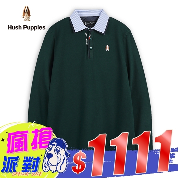 【瘋搶派對】Hush Puppies POLO衫 男裝經典配色假兩件刺繡小狗POLO衫 | 長袖 | Yahoo購物中心