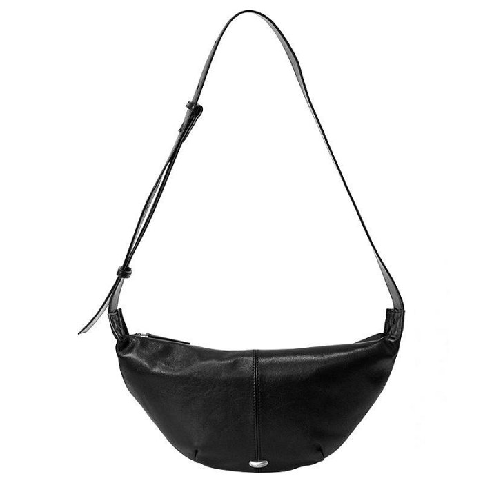 ||一品著衣|| 真皮餃子包復古文藝百搭休閑軟羊皮牛角包通勤單肩斜背包 | Yahoo拍賣