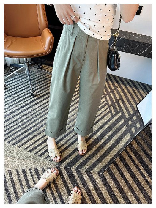 【Casi Cielo日韓】超正版型 完美修飾褲！立體打摺設計 寬鬆 高腰錐形褲 休閒褲 西裝褲（2色） M608 真經典 | Yahoo拍賣