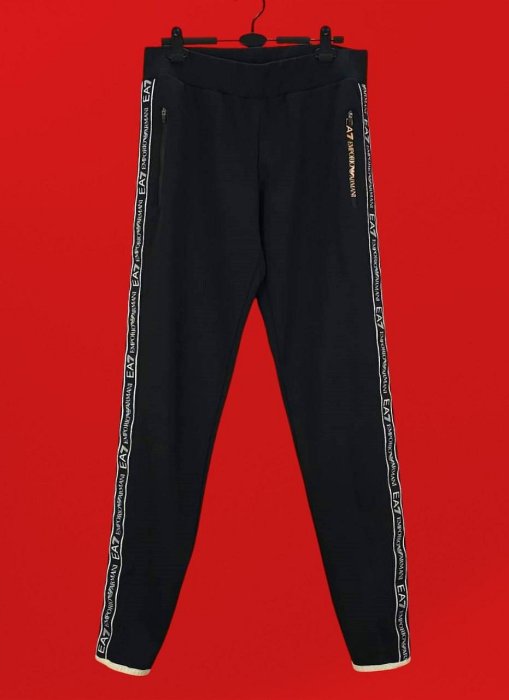 全新 Emporio Armani 內裡鋪棉 串標logo 黑色 休閒長褲 (M) (一元起標 無底價) | Yahoo拍賣