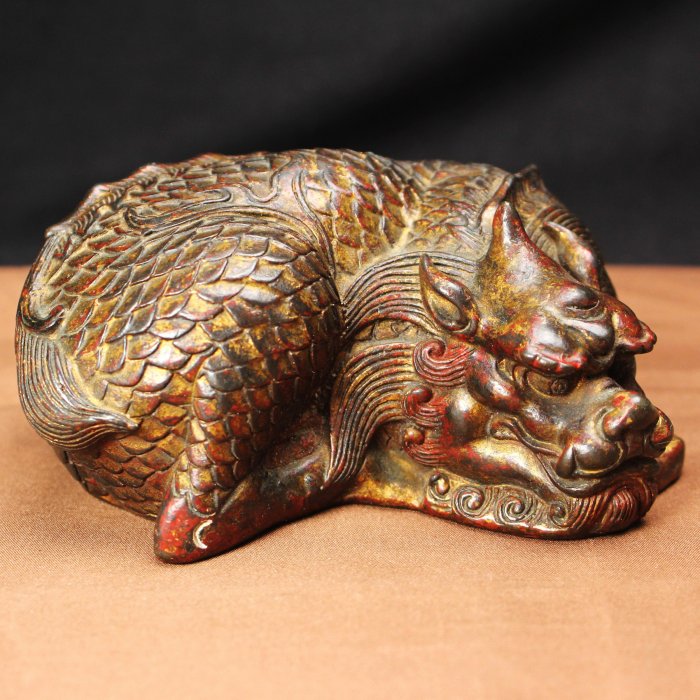 【桑園の】老銅胎 鎏金 上古神獸 麒麟 造像 封底銅像 1020g 底有款 (委託品) Q 7029 A01 | Yahoo拍賣