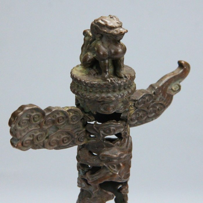 【桑園の】金工銅雕 352g 祥獸 簍空雕 龍柱 擺件 銅器 K 6152 | Yahoo拍賣
