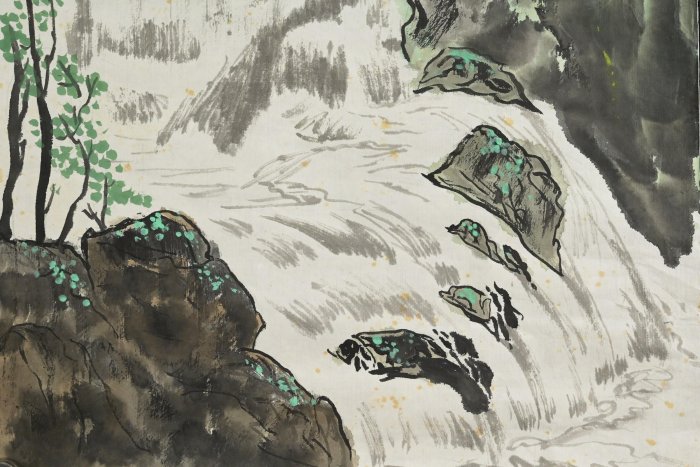 《玖隆蕭松和 挖寶網K》款宋淑霞 款林晉 似龍涎巨吟 瀑布 山水 書法彩墨畫 (13393) | Yahoo拍賣