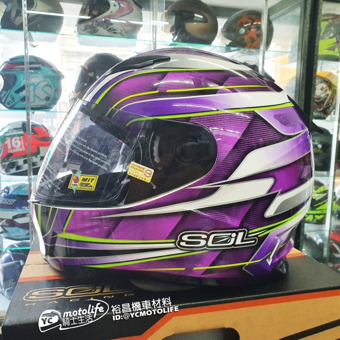 【出清特賣 僅此一頂】SOL安全帽 SF2M 新世紀 白紫 SF-2M 內襯可拆洗 DOT安全認證 台灣MIT | Yahoo拍賣