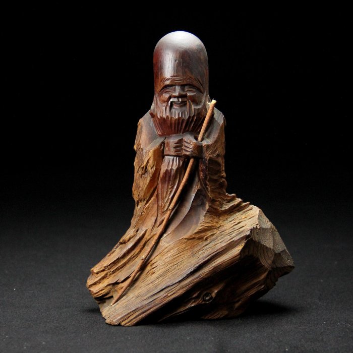 【桑園の】日本 油松 木雕 七福神 佛像 高18cm 居家擺件 玄關裝飾 K 5144 | Yahoo拍賣