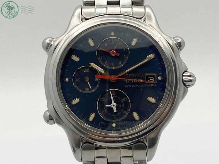 【一元起標】【精品廉售/手錶】Seiko精工 三眼計時器 1/100秒 旋轉非常快速少見款 高端石英男士錶/原裝精鋼錶帶甚美*高價好錶*佳品 ...