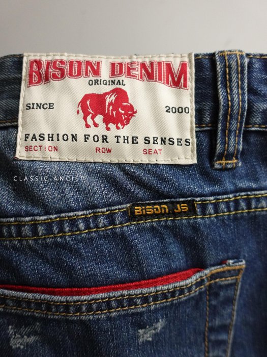 CA BISON DENIM 藍系仿舊刷紋 直筒 牛仔褲 32腰 一元起標無底價A912 | Yahoo拍賣