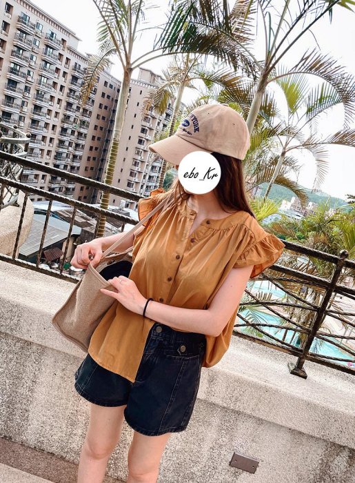 ＊EBO_KR＊韓【7月季末優惠小暖身】速搶現貨 售完即關$690→539 簡約微散造型三分小拋袖開釦襯 | Yahoo拍賣