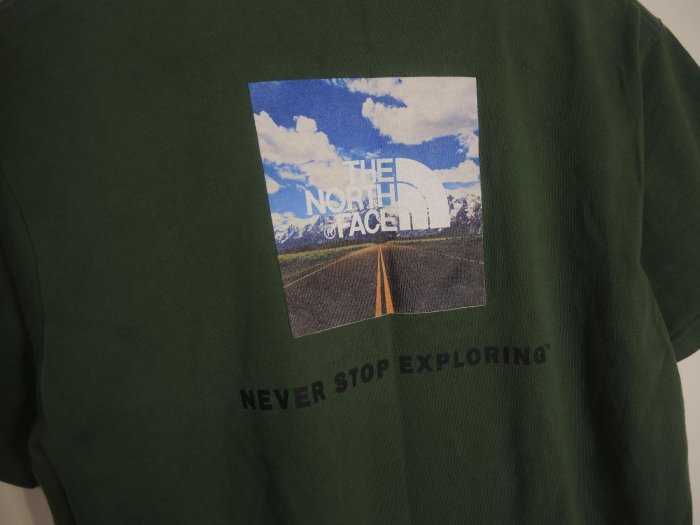 Furugi Shop 美國戶外品牌 The North Face 北臉 墨綠 LOGO 州際公路 照片 高磅數 短袖T恤 一元起標 1G577 | Yahoo拍賣
