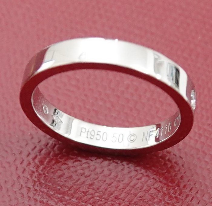 1元起標無底價【8/10 週日結標】【CARTIER】單鑽 LOGO PT950鉑金 戒指 50 國9.5 | Yahoo拍賣