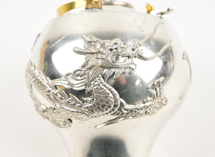 《玖隆蕭松和 挖寶網R》金屬 龍鳳呈祥 暖酒壺 燙酒壺 擺件 (11571) | Yahoo拍賣