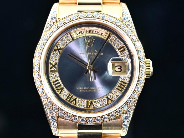 [現貨]ROLEX 勞力士 18388 DAY-DATE 原裝多層鑽MR灰面 原鑲鑽腳 原鑲鑽圈 18黃K金 36mm LRK573 ...