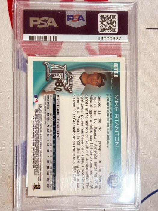 Mike Giancarlo Stanton 2010 Topps Chrome Refractor 亮面新人卡 RC PSA8 | Yahoo拍賣
