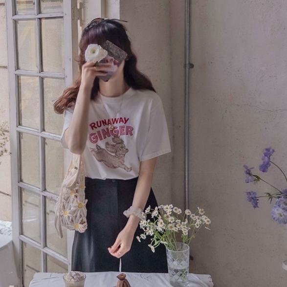 Bellee 正韓 可愛小狗愉悅奔跑短袖棉上衣 (2色)【0403-3】 | Yahoo拍賣