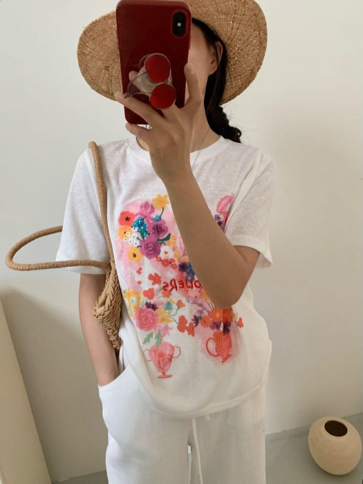 YOHO 雪花棉T恤 實拍清新甜美風立體珠花輕薄透氣雪花棉上衣 (NN1167) | Yahoo拍賣