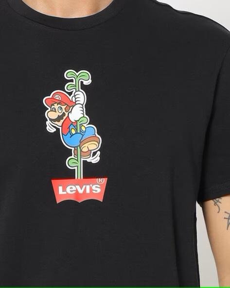 Furugi Shop 美國百年老牌 Levis x Super Mario 馬利歐 黑色 聯名 短袖T恤 一元起標 1G587 | Yahoo拍賣