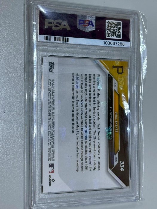 Paul Skenes 2024 Topps Now 334 新人卡 RC PSA10 | Yahoo拍賣