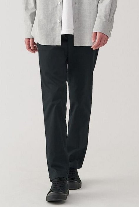 ＊一元起標無底價＊全新真品MUJI 2025年無印良品當季休閒街頭有機棉混彈性綾織純黑色合身休閒褲/W33市價990 | Yahoo拍賣