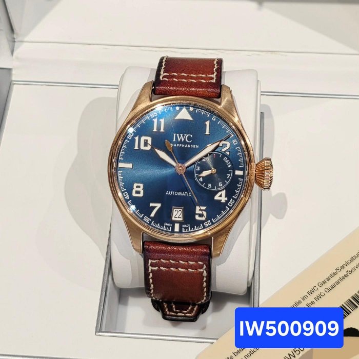 IWC 萬國 IW500909 大型飛行員系列 小王子特別版 藍色面盤 日期窗 動能顯示 自動上鍊機械表 46.2mm | Yahoo拍賣