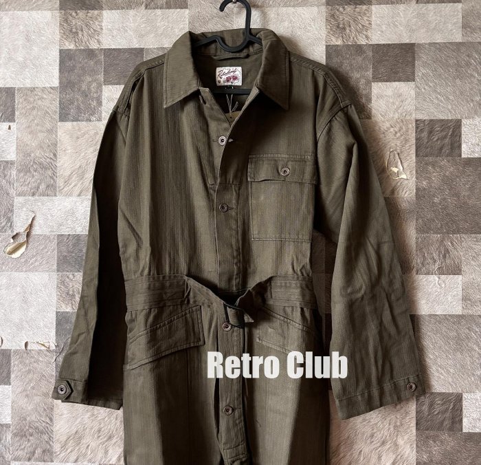 Retro CLUB【一元起標】【全新】美式復古品牌 Retrodandy Tanker Coveralls 橄欖綠 坦克兵連身工作服 S25316 | Yahoo拍賣